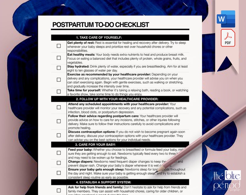 Editable Postpartum To-do Checklist PDF - Etsy