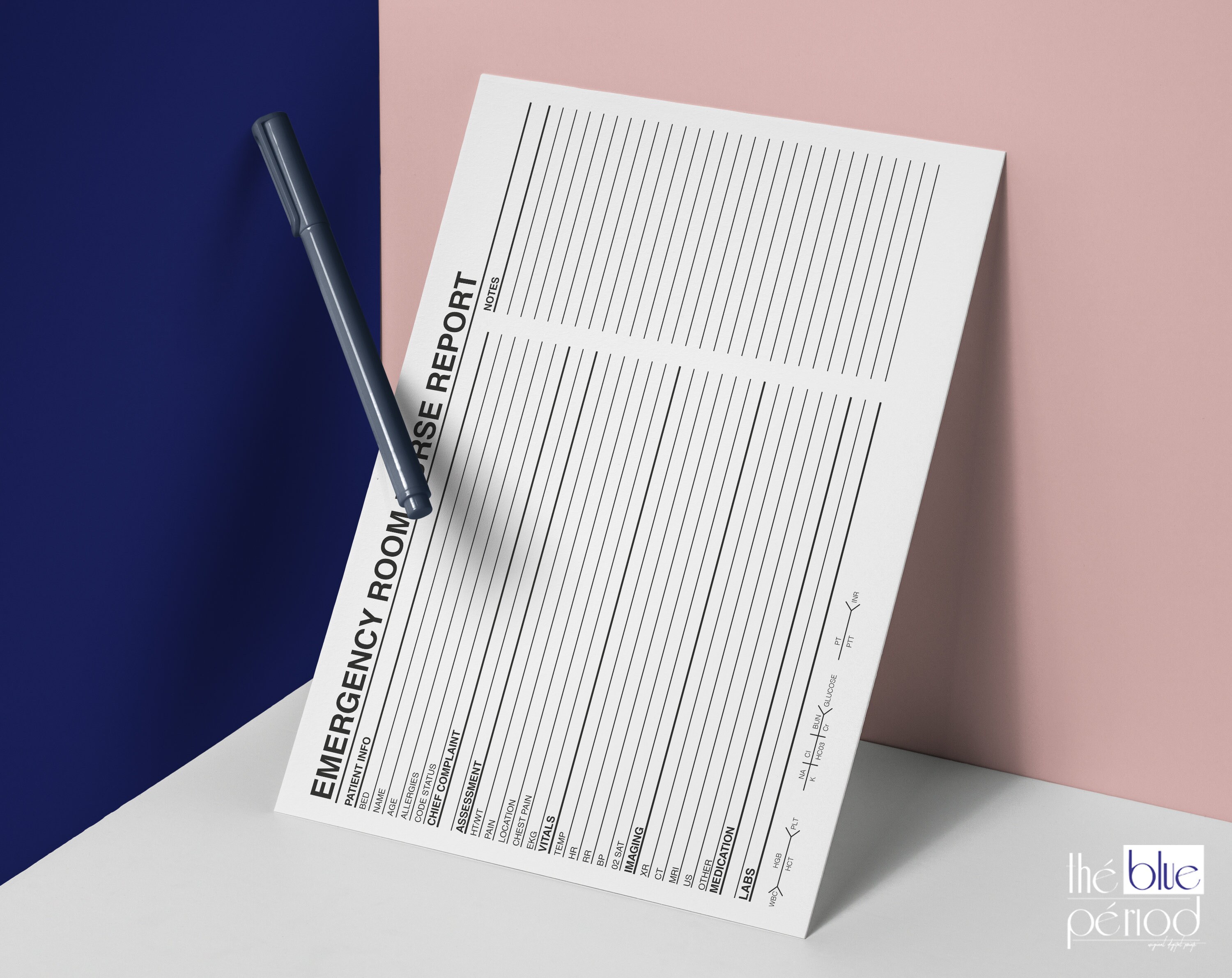 Emergency Room Nurse Report Sheet PDF - Etsy