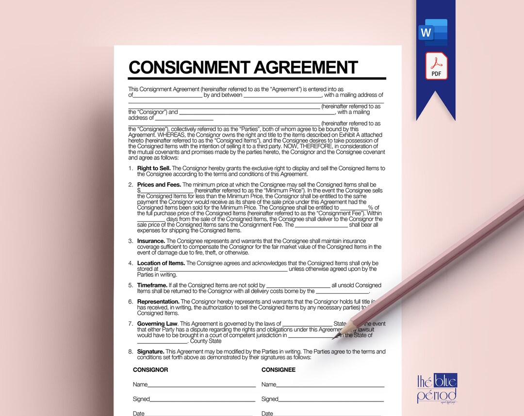 Editable Consignment Agreement - Etsy