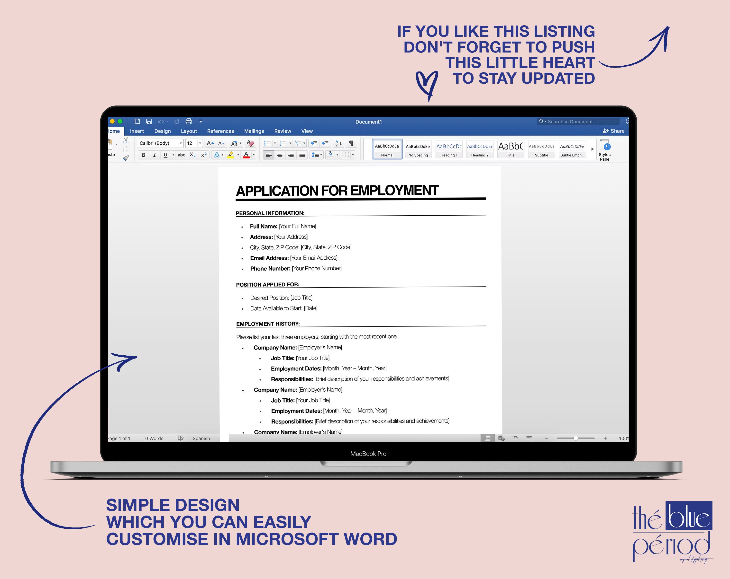 Editable Application for Employment - Etsy