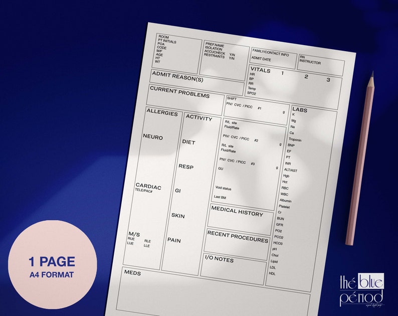 Printable Neuro Nurse Report Sheet - Etsy