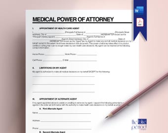 Editable Medical Power of Attorney Form: MPOA Template (digital ...