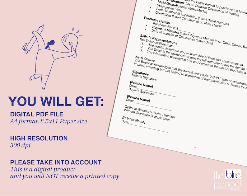 Editable Bill of Sale Template (PDF & Word) - Etsy