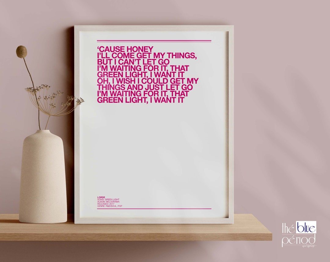 Lorde Poster, Green Light Lyrics - Etsy
