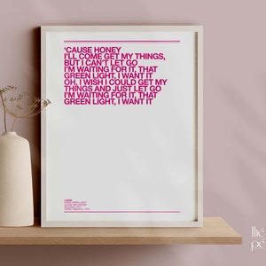 Lorde Poster, Green Light Lyrics - Etsy