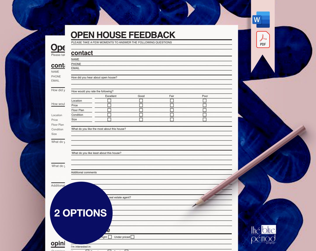 Printable Open House Feedback Form: Real Estate Template (PDF Download ...