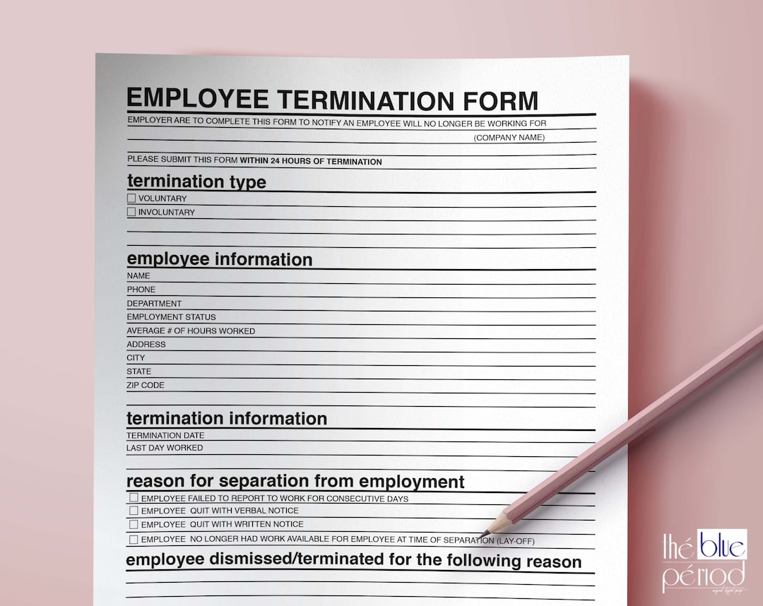 Printable Employee Termination Form - Etsy