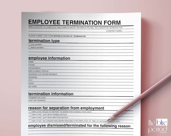Printable Employee Termination Form - Etsy