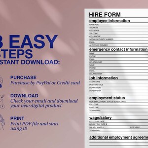 Printable HR Hire Form PDF - Etsy