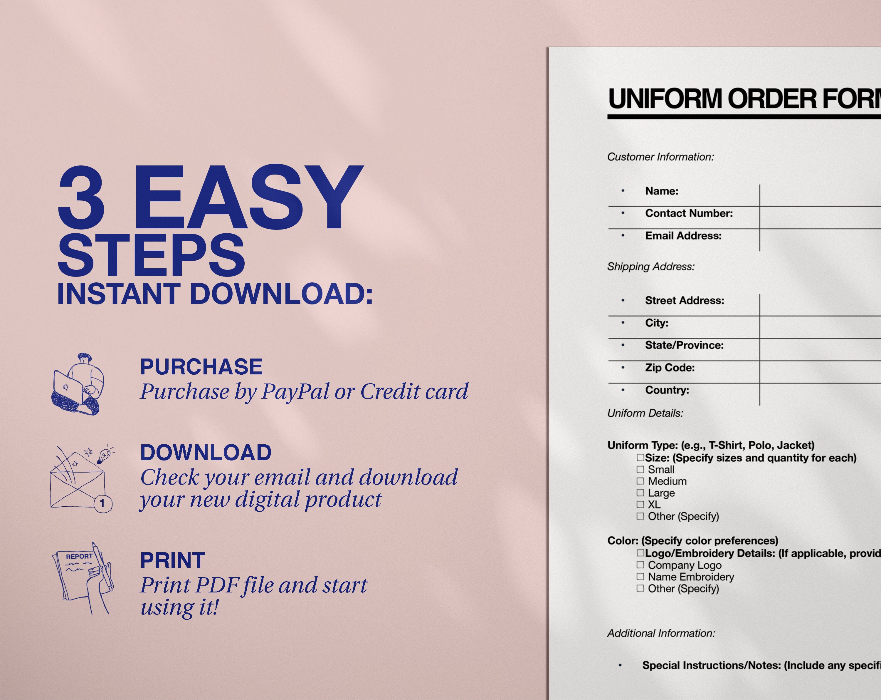 Editable Uniform Order Form - Etsy