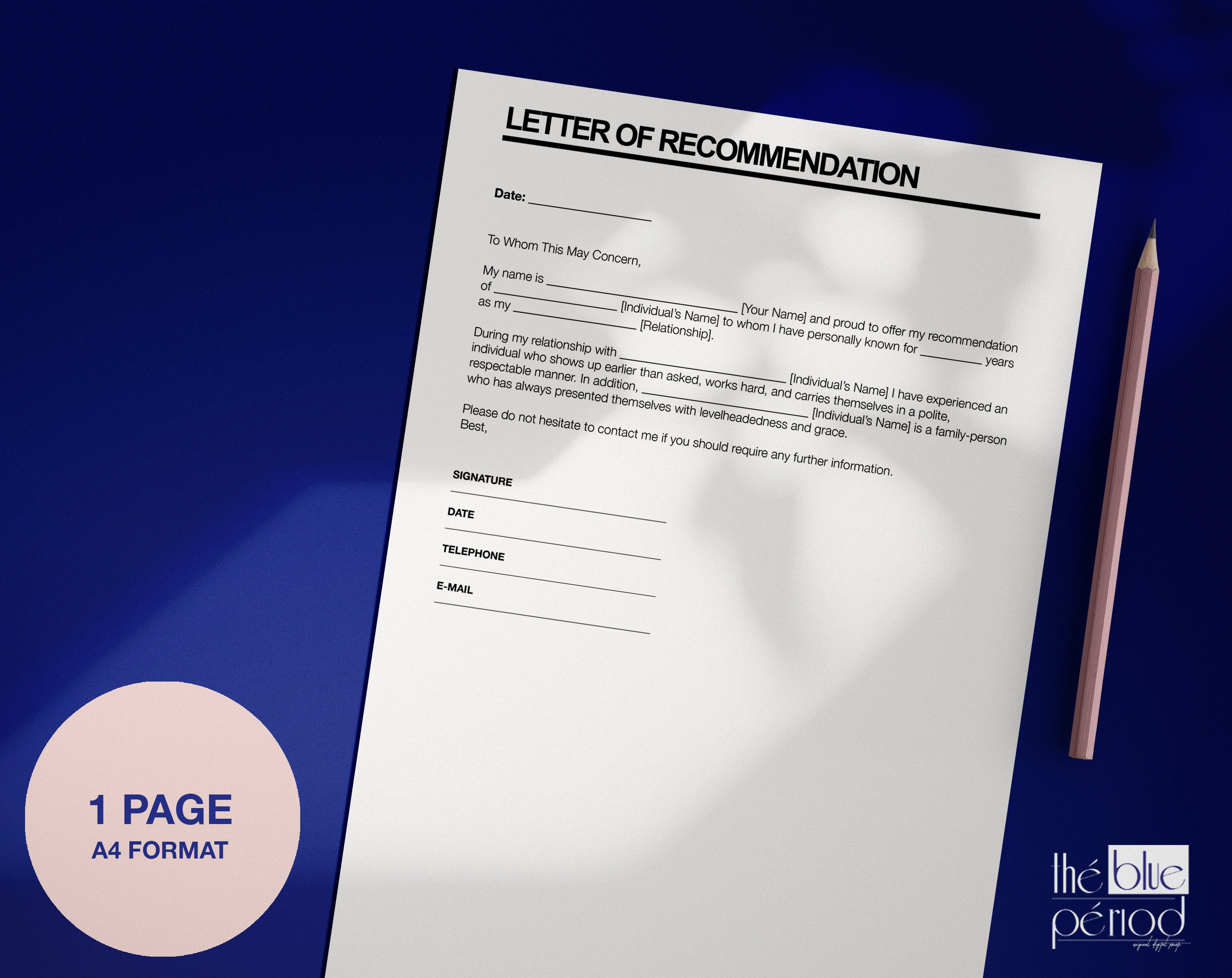 Editable Letter of Recommendation - Etsy