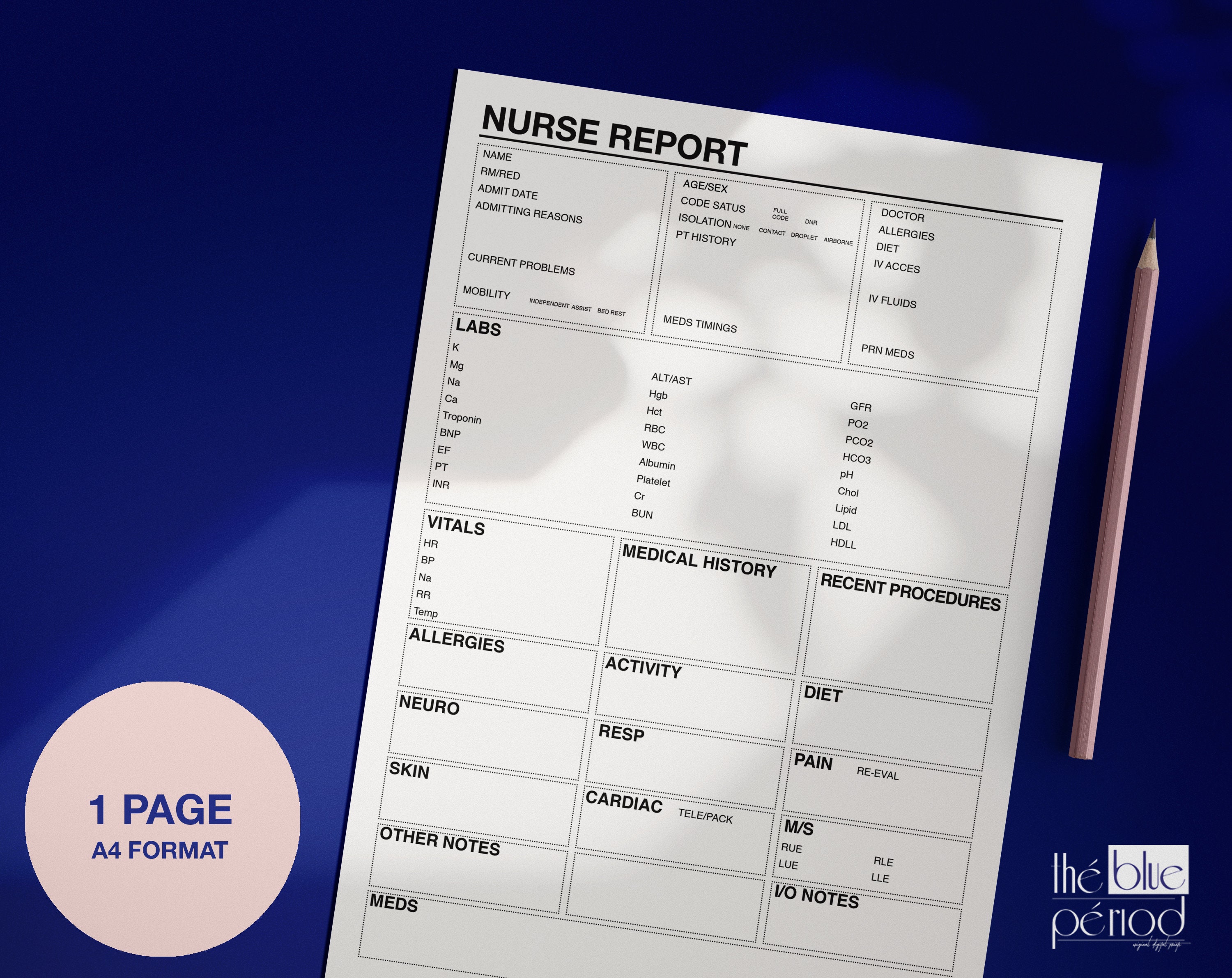 Printable Nurse Report Sheet - Etsy