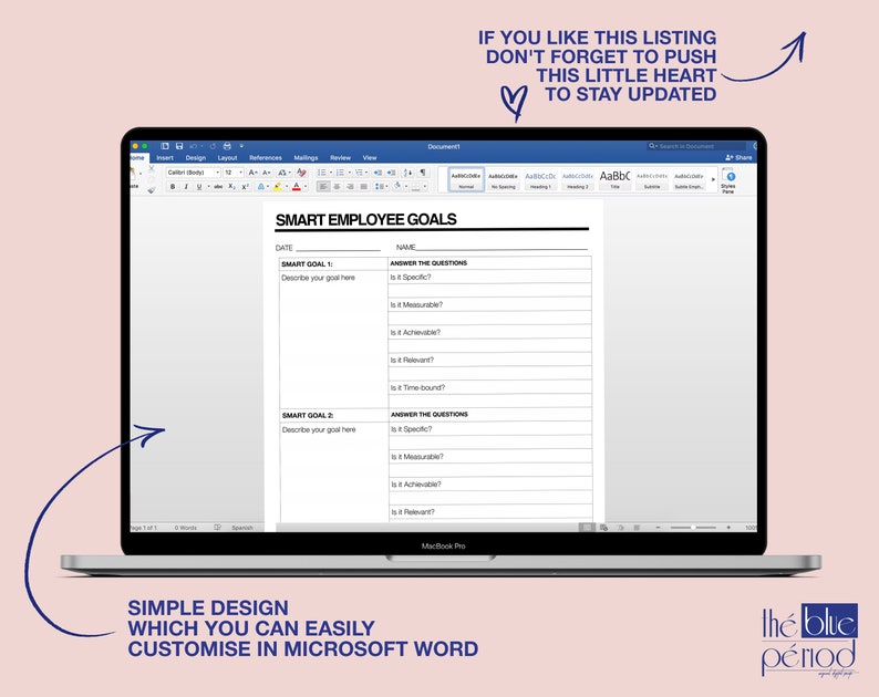 Editable SMART Employee Goals Template - Etsy