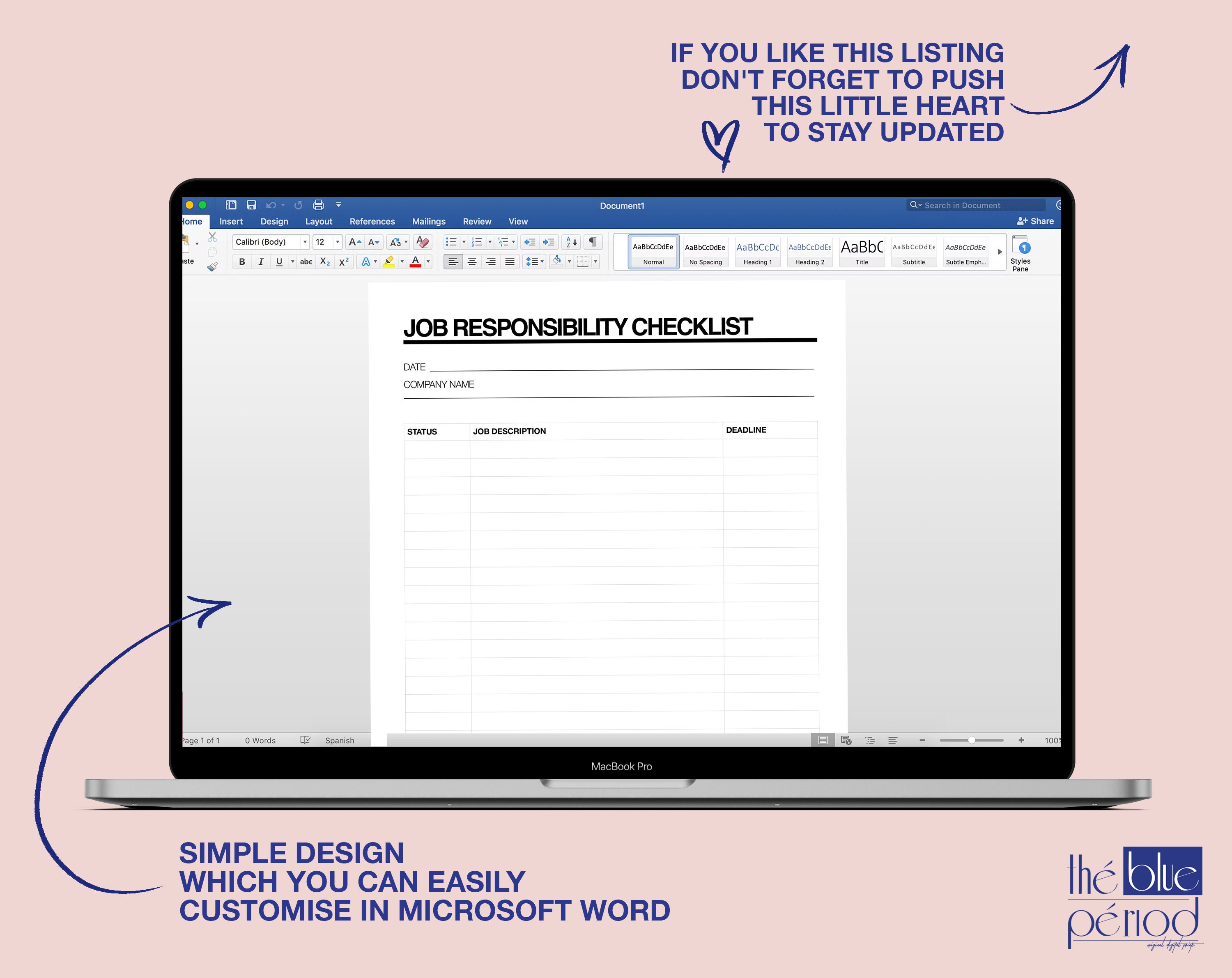 Job Responsibility Checklist - Etsy