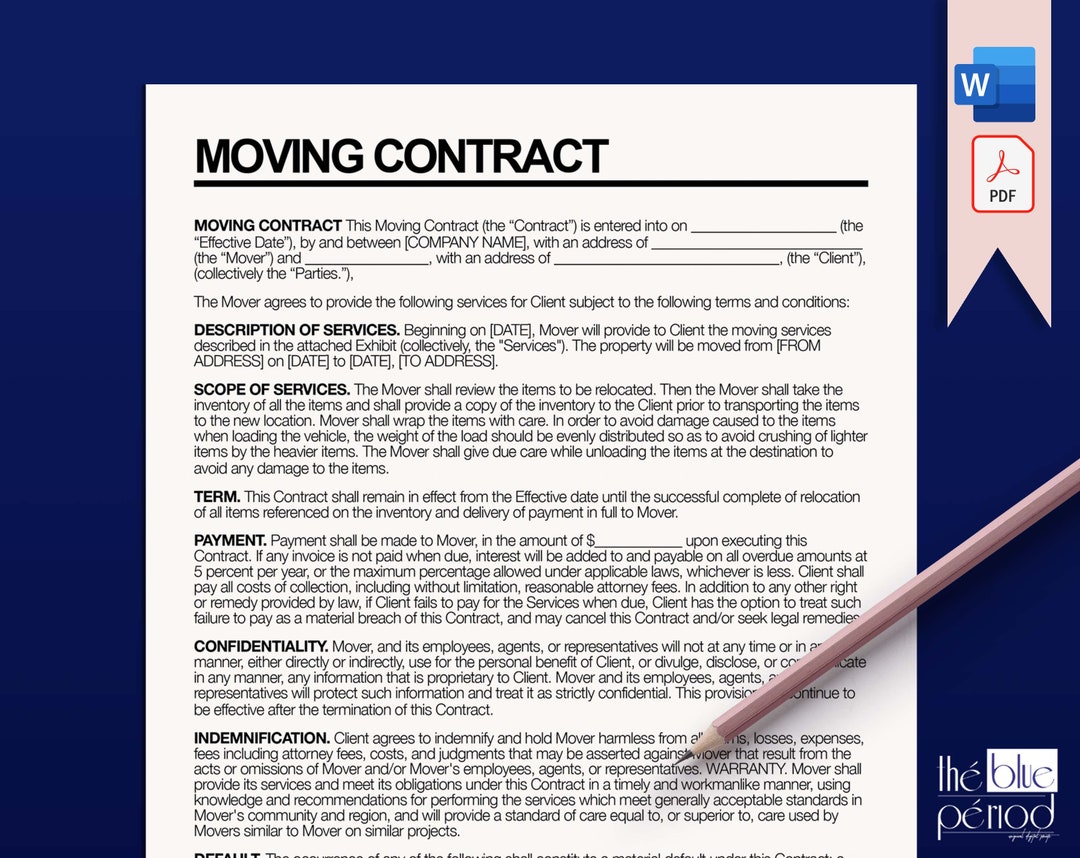 Editable Moving Contract - Etsy