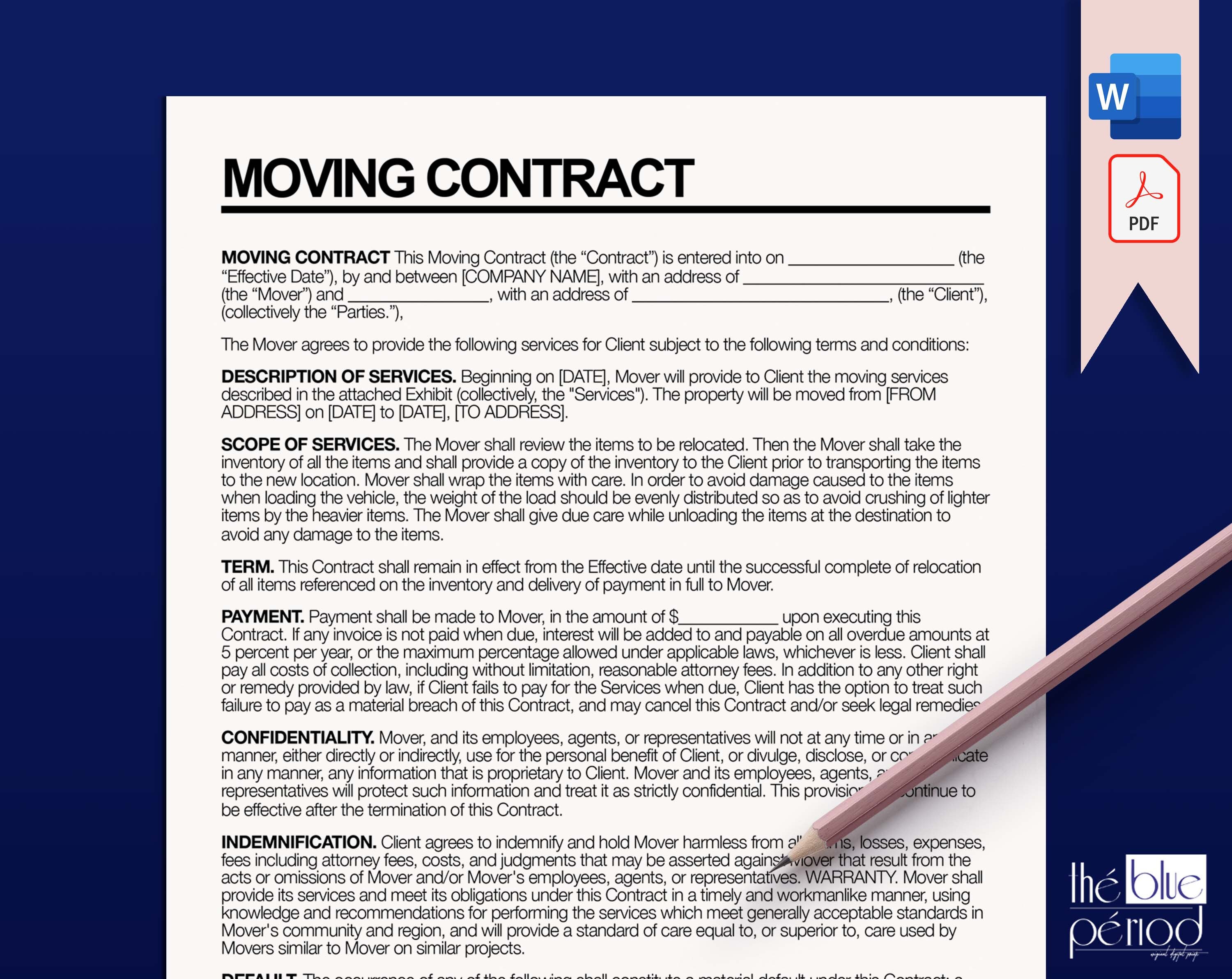 Editable Moving Contract - Etsy