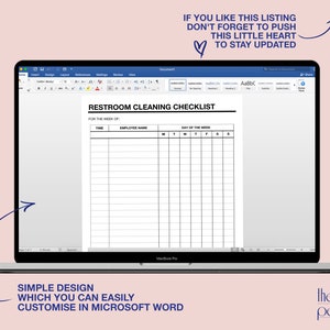 Editable Restroom Cleaning Checklist - Etsy