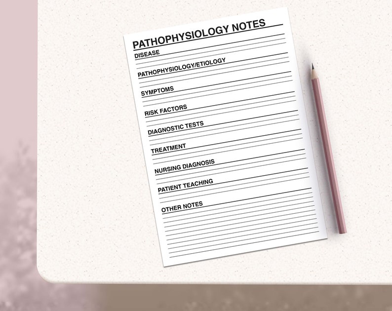 Printable Pathophysiology Notes Template Sheet - Etsy