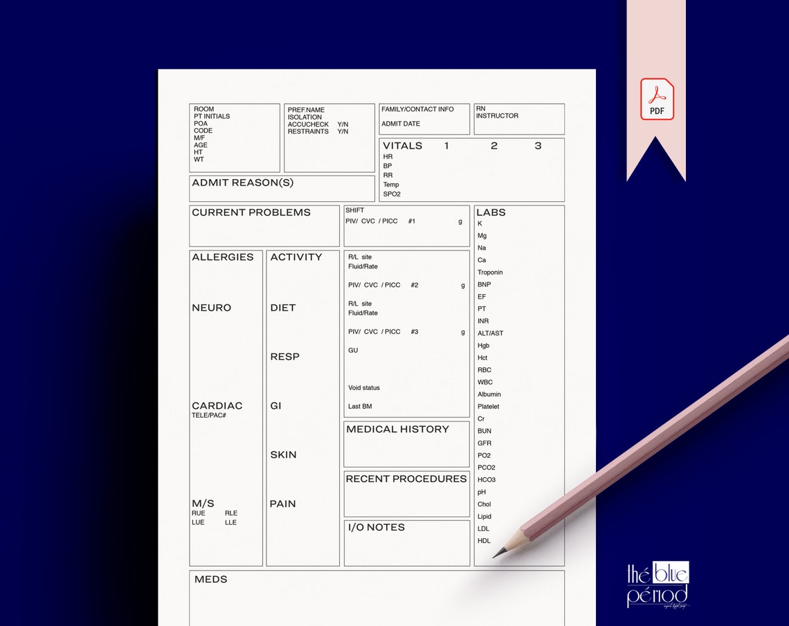 Printable Neuro Nurse Report Sheet - Etsy