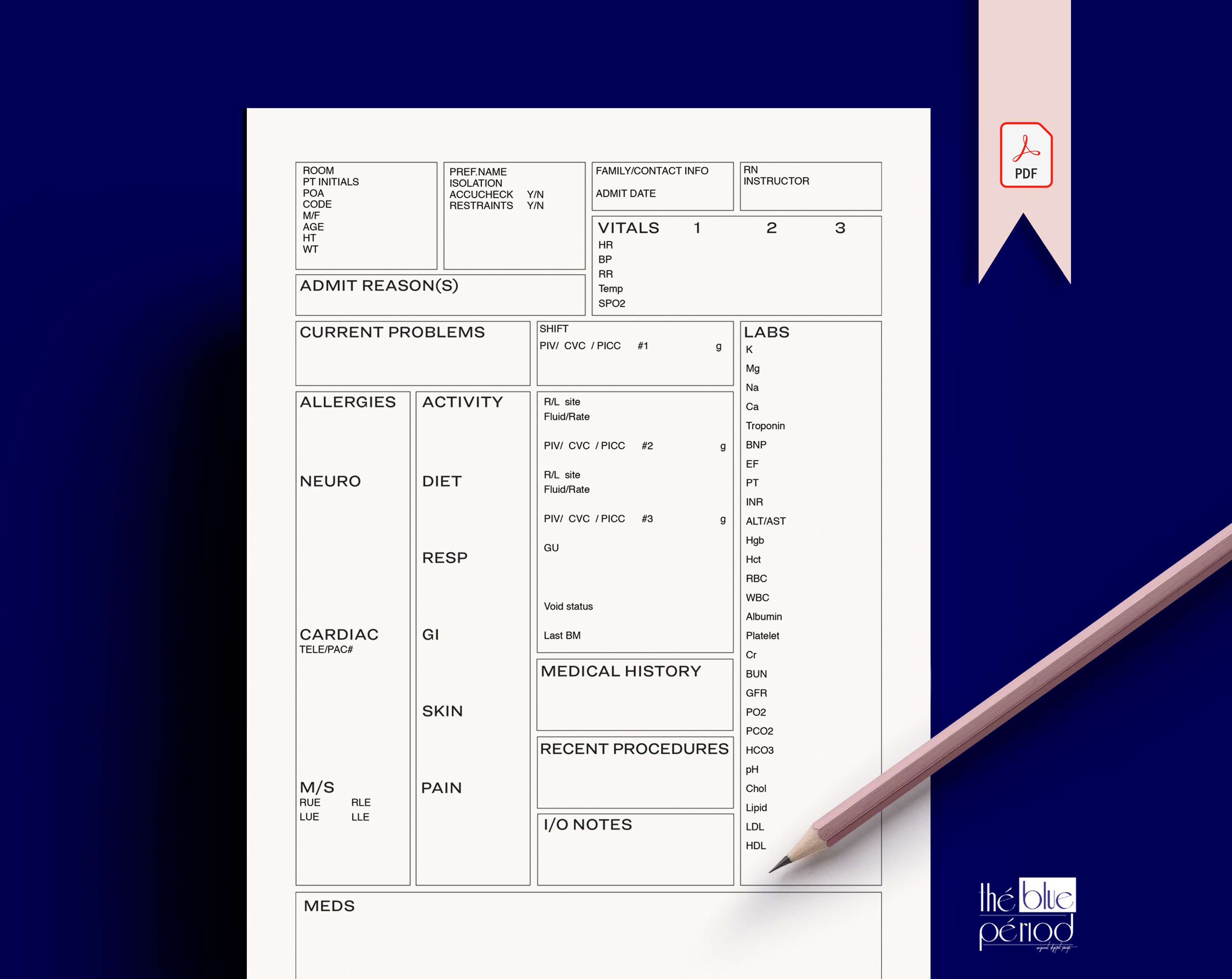 Printable Neuro Nurse Report Sheet - Etsy