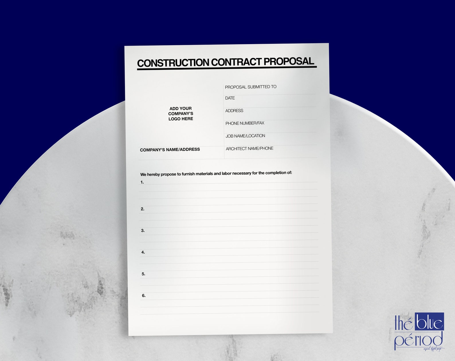 Editable Construction Contract Proposal - Etsy