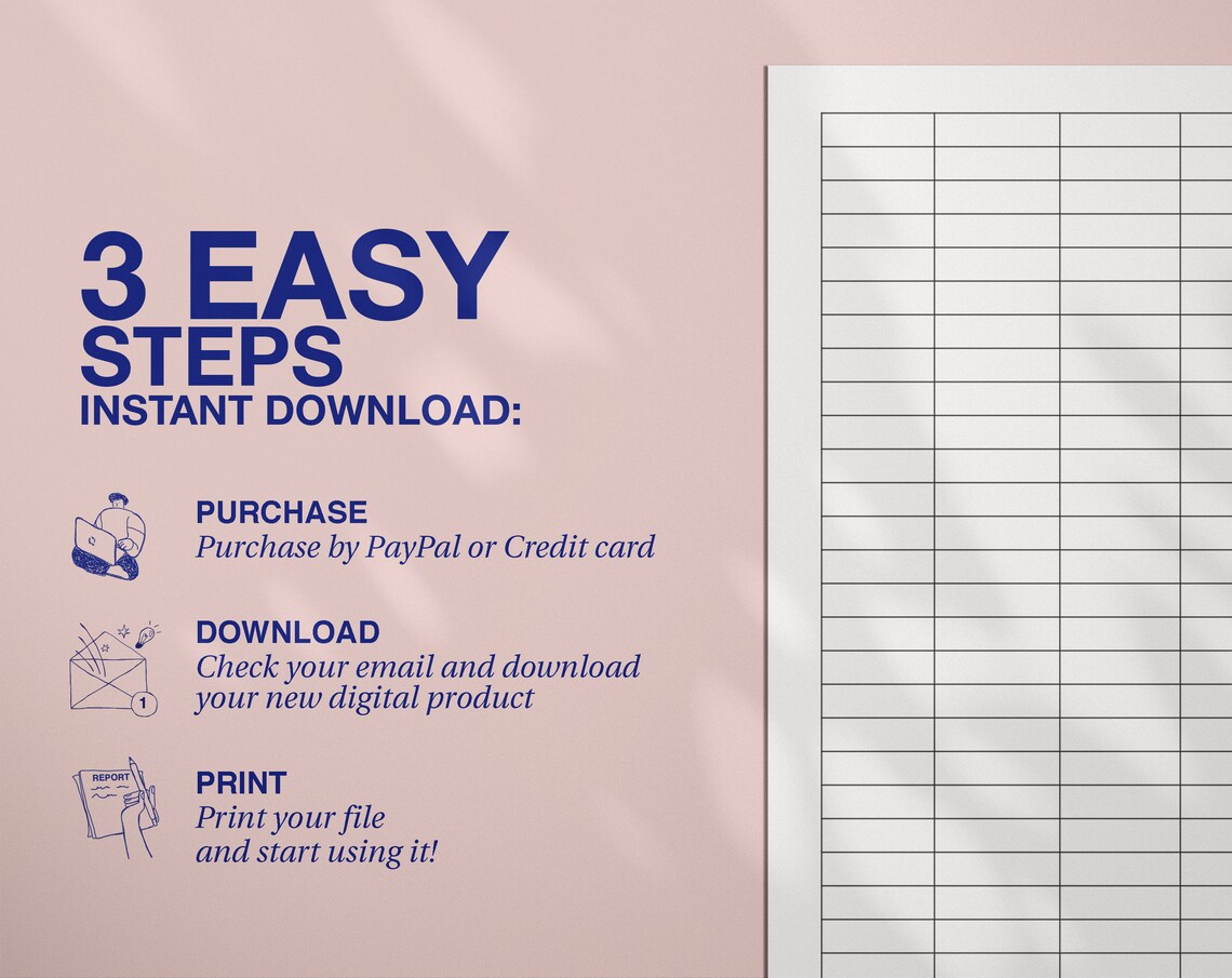 Editable 6,7 and 8 Columns Chart Text Input Fillable - Etsy
