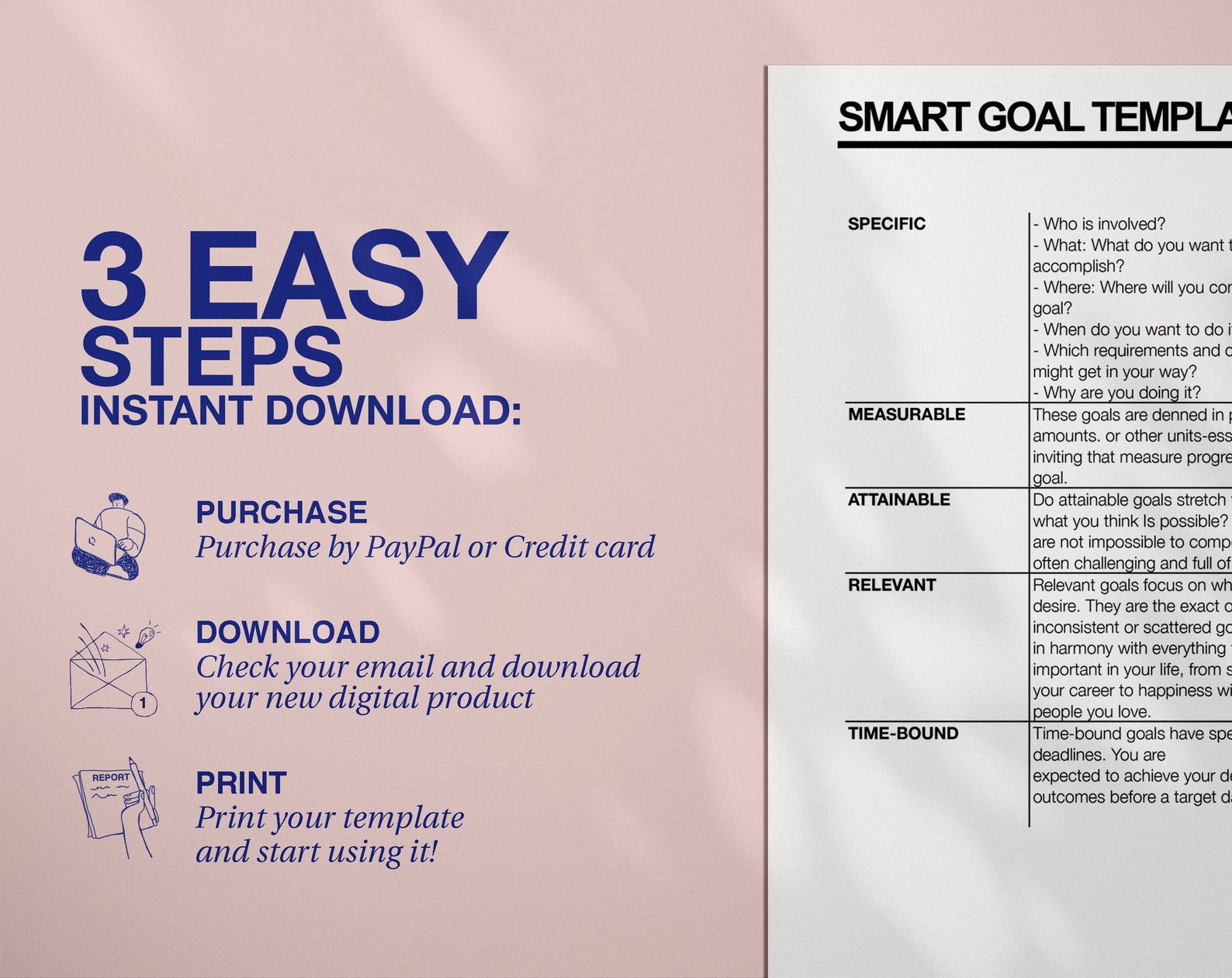 Editable Smart Goal Template - Etsy