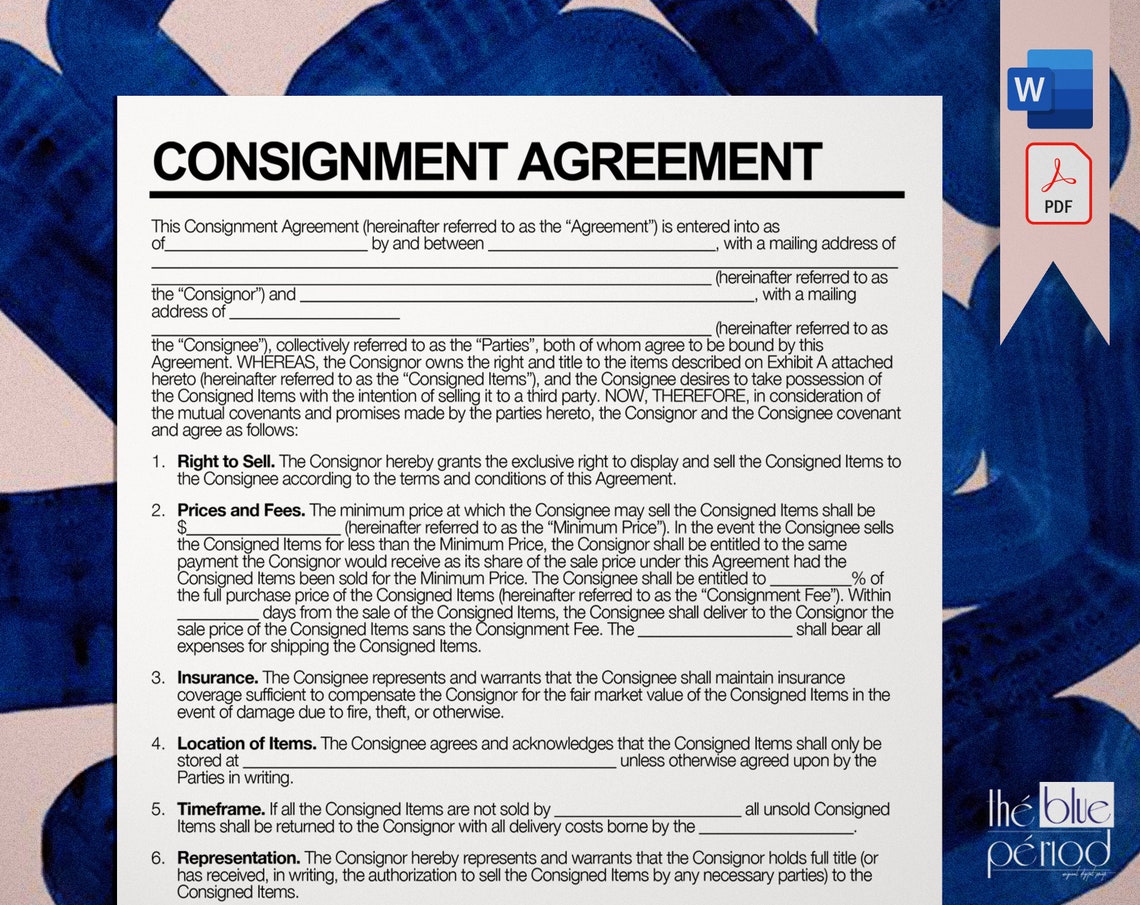 Editable Consignment Agreement - Etsy