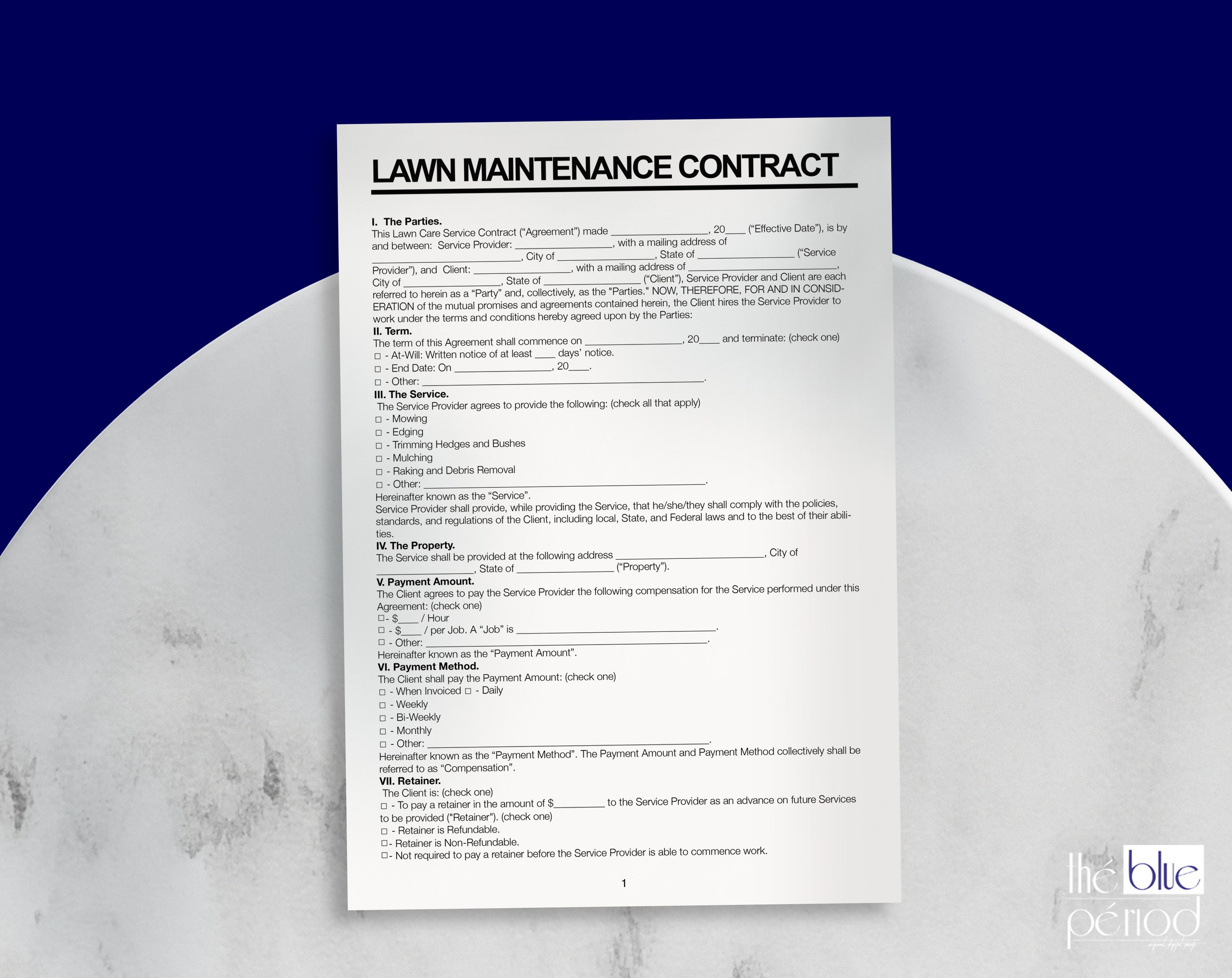 Editable Lawn Maintenance Contract - Etsy