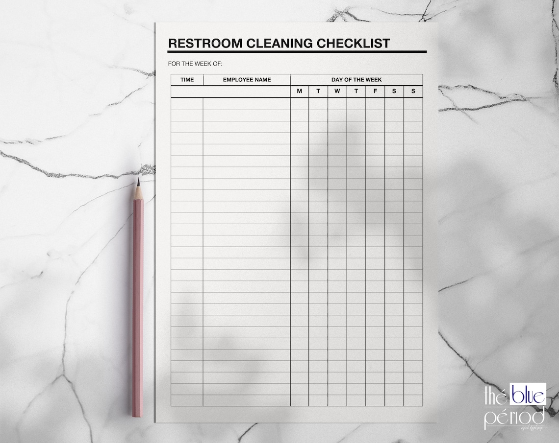Editable Restroom Cleaning Checklist - Etsy
