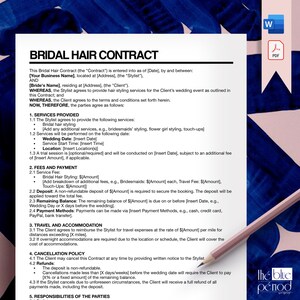 Editable Bridal Hair Contract Template - Etsy