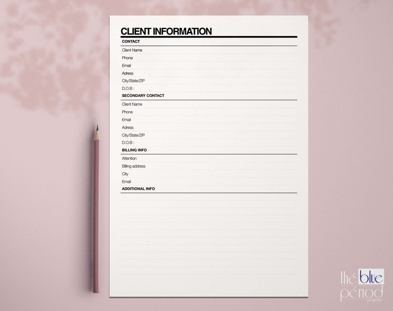 Editable New Client Information Form - Etsy