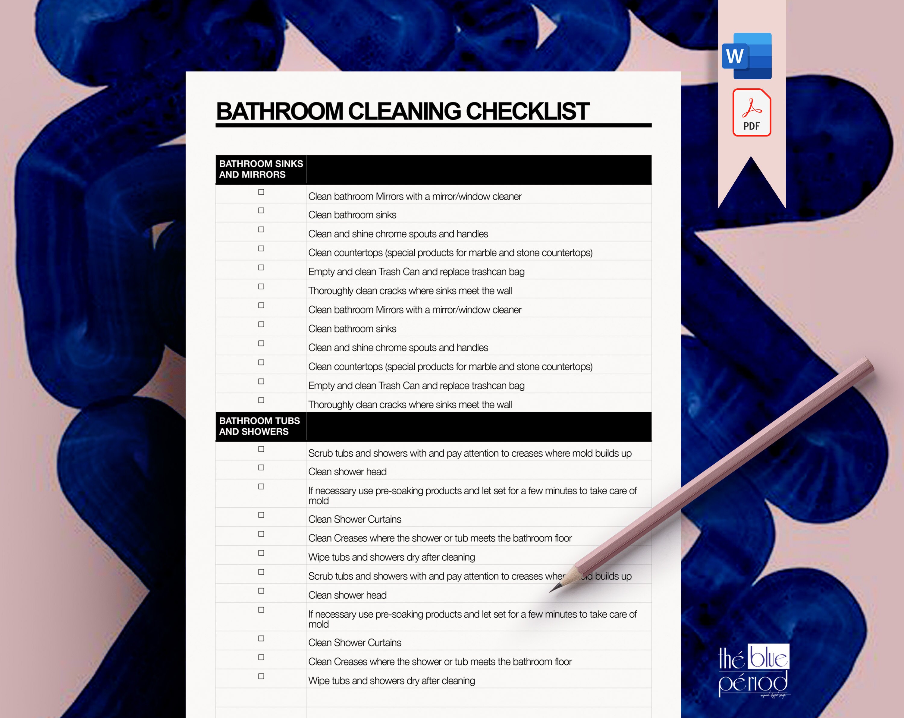 Editable Bathroom Cleaning Checklist - Etsy