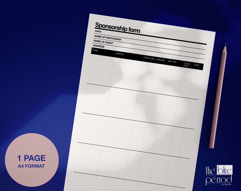 Editable Sponsorship Form - Etsy