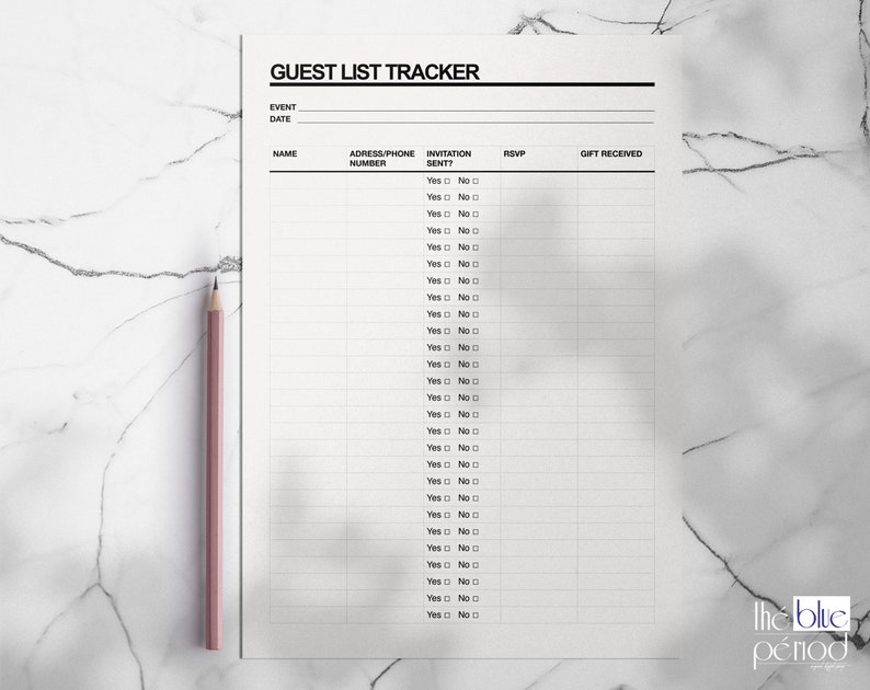 Editable Guest List Tracker - Etsy