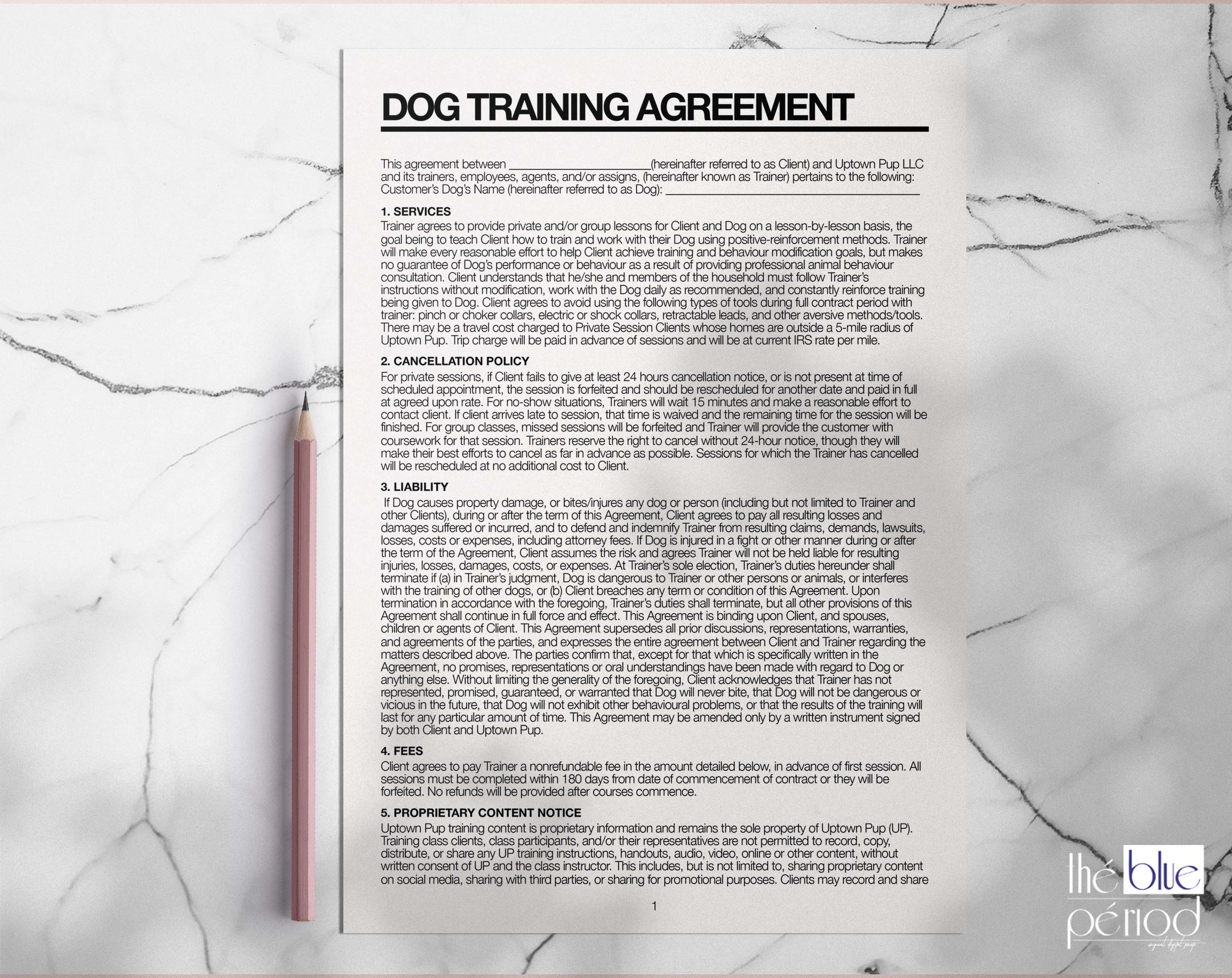 Editable Dog Training Agreement - Etsy