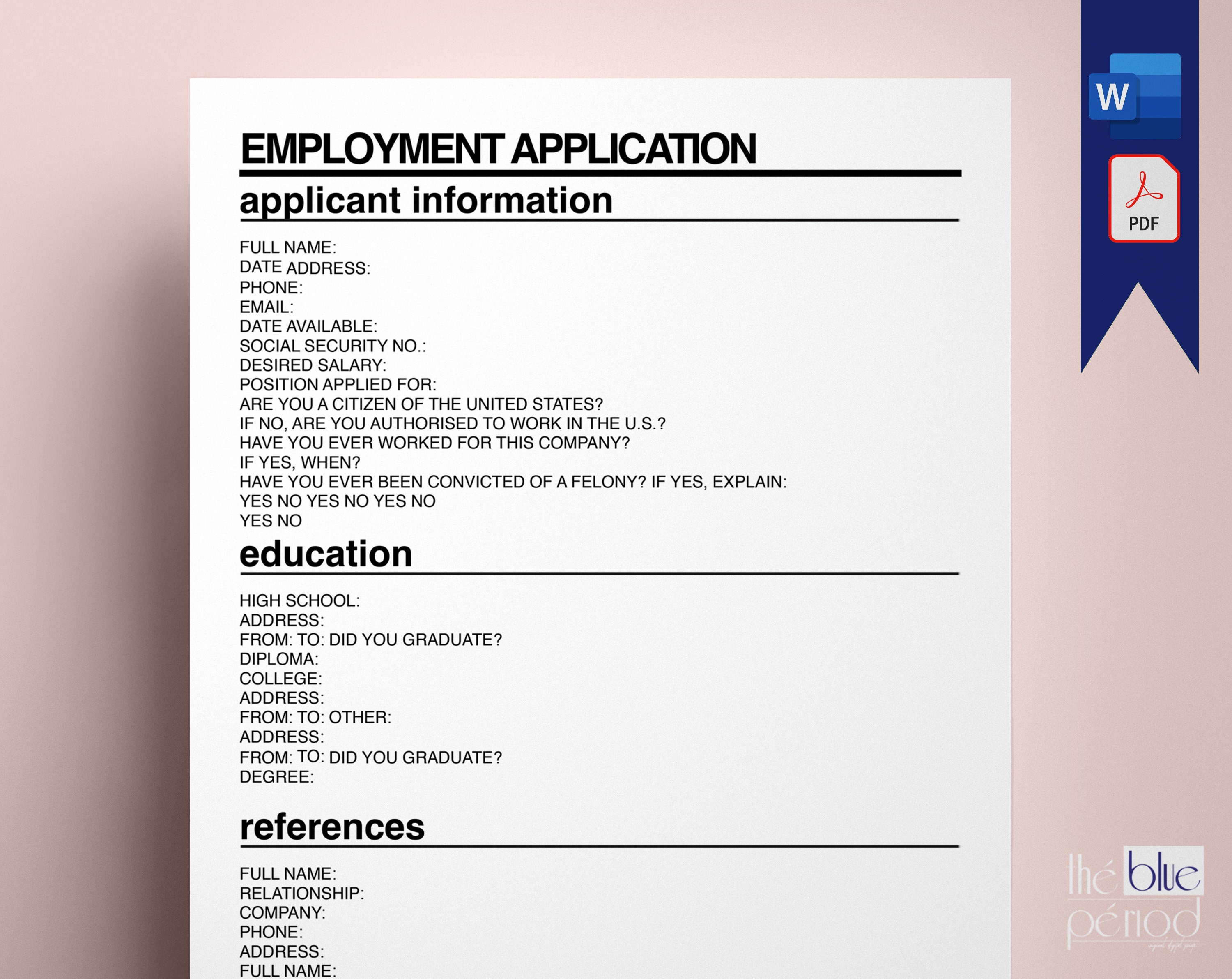 Editable Employment Application - Etsy