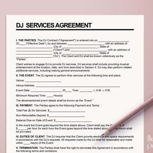 Editable DJ Service Agreement - Etsy