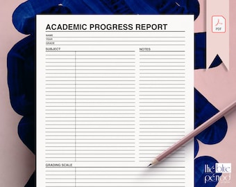 Academic Progress Report Printable and Editable, Academic Performance ...