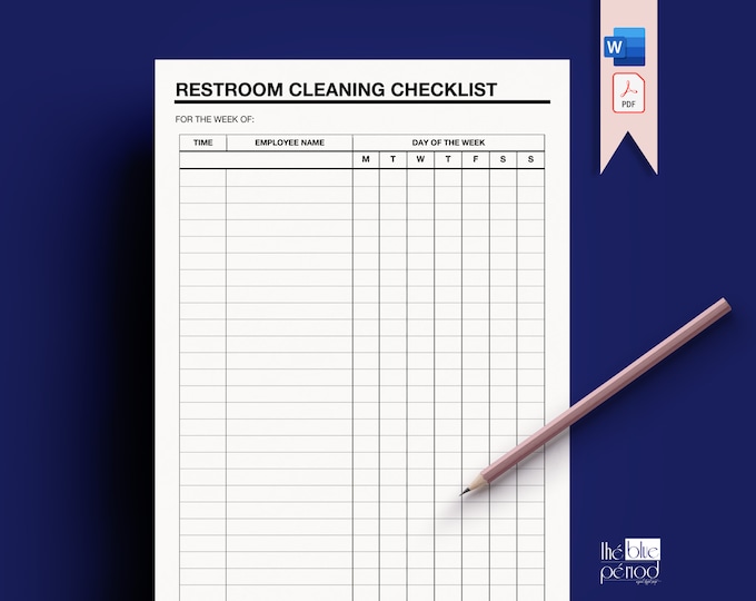 Bathroom Cleaning Checklist Printable Form, Restroom Clean Schedule ...