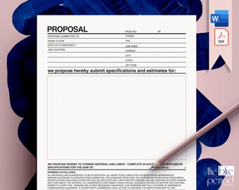 Proposal Contract Template, Printable Work Proposal Form, Business Form Template, Editable Canva ...