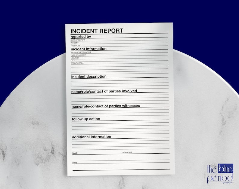 Printable Incident Report Card - Etsy