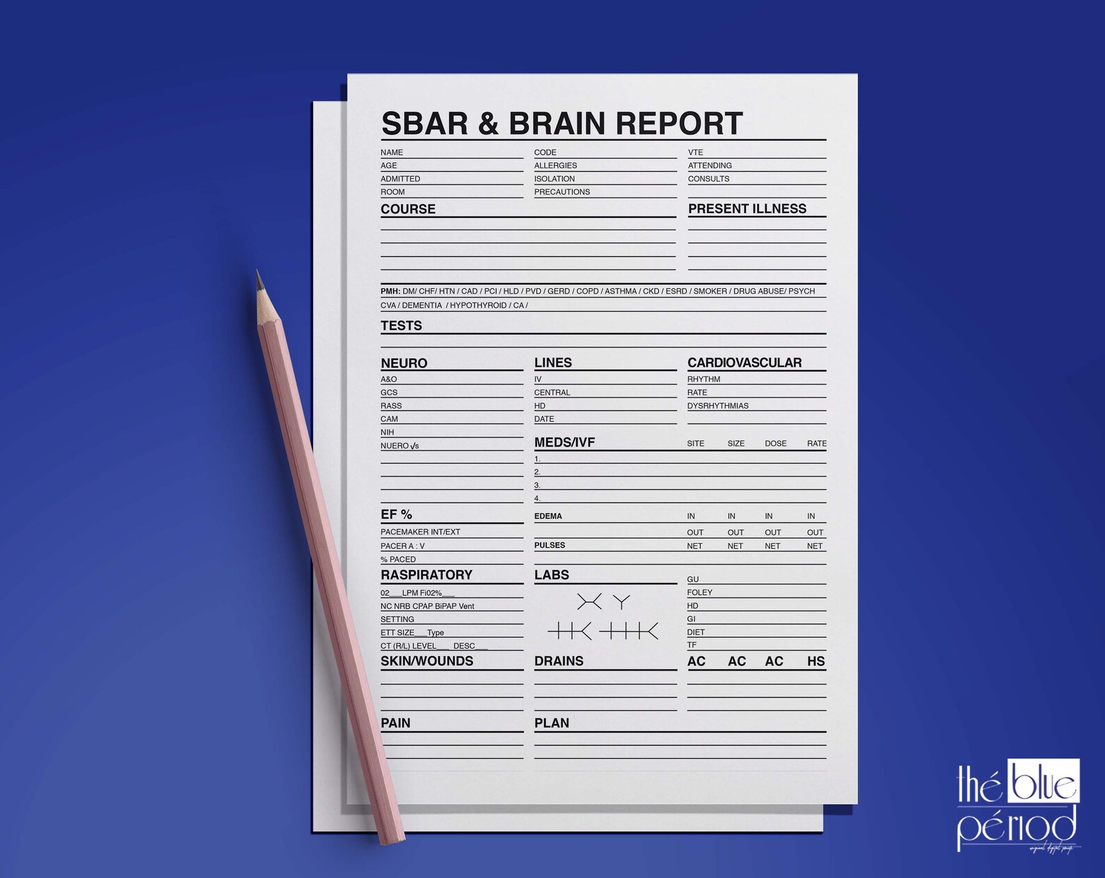 Sbar & Brain Nursing Report Sheet, Single Patient Nurse Report Sheet ...