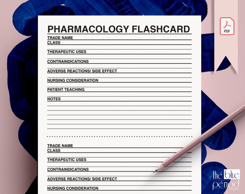 Printable Pharmacology Template PDF - Etsy