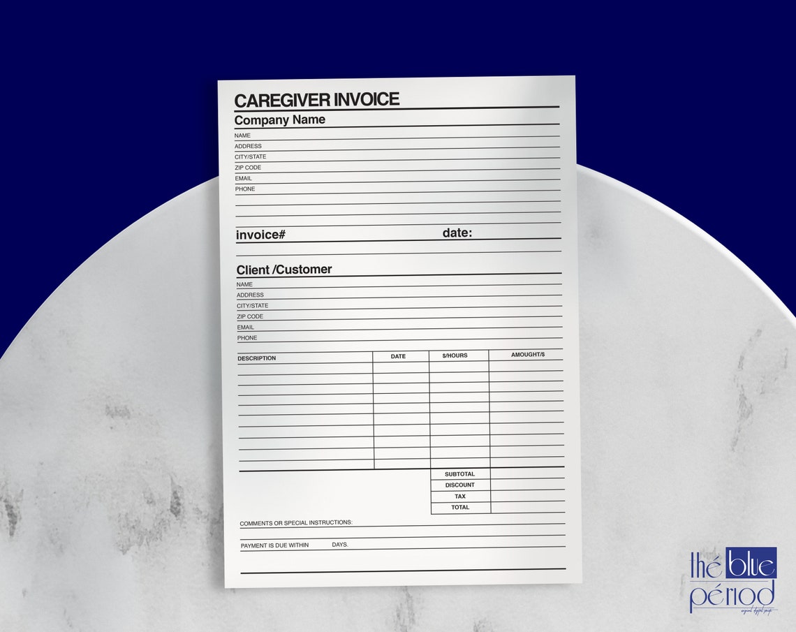Printable Caregiver Invoice - Etsy