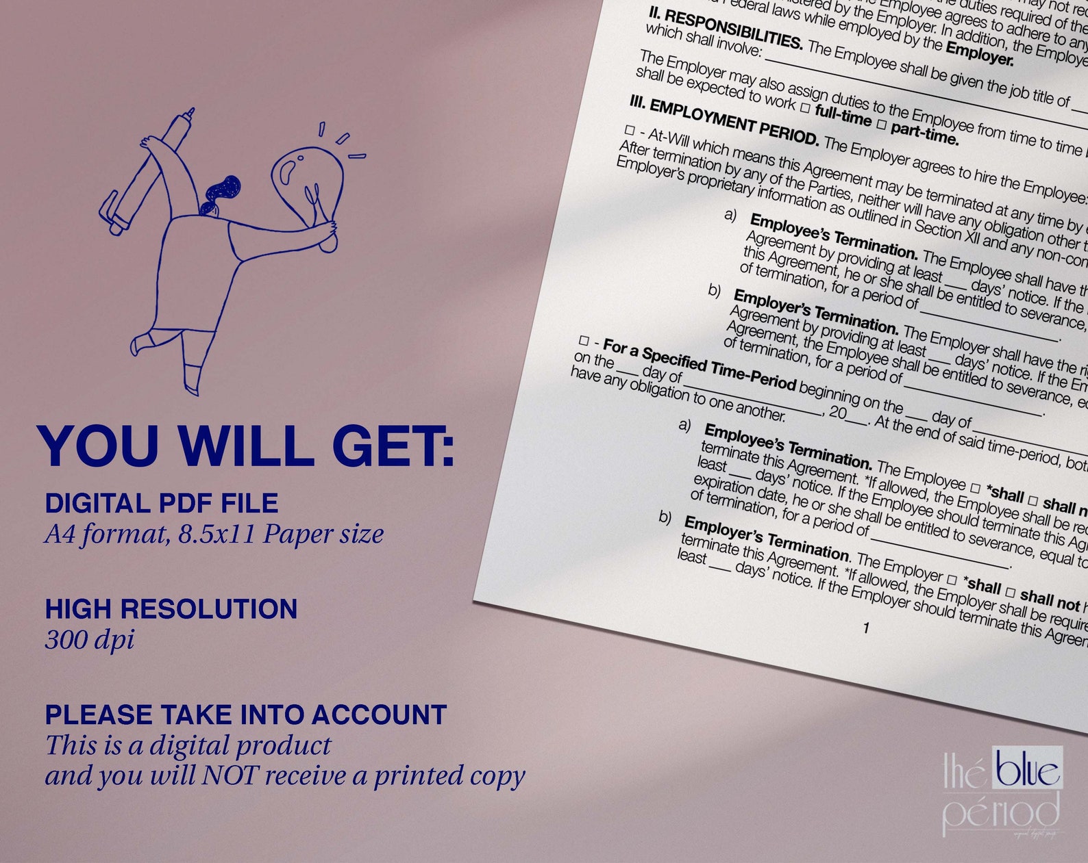 Editable Employment Contract Template - Etsy