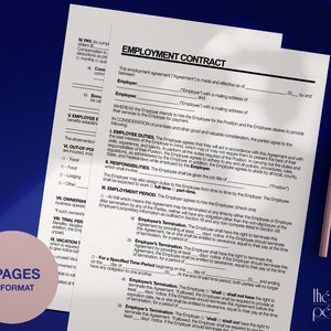 Editable Employment Contract Template - Etsy