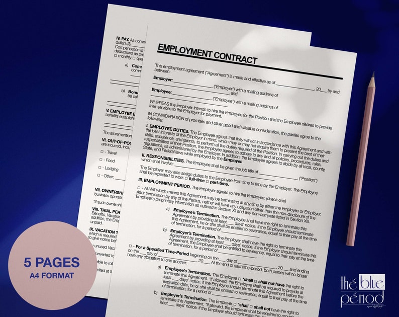 Editable Employment Contract Template - Etsy UK