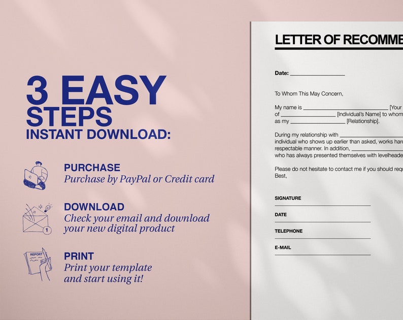 Editable Letter of Recommendation - Etsy