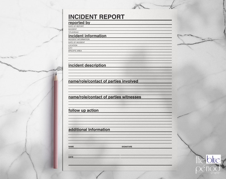 Printable Incident Report Card - Etsy